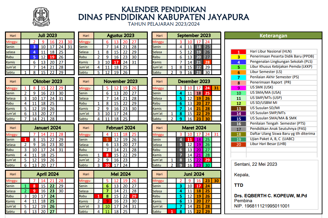 Kalender Pendidikan - SMA YPPK ASISI SENTANI